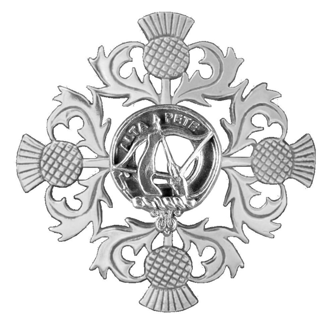 Fletcher Clan Crest Scottish Four Thistle Brooch - Etsy