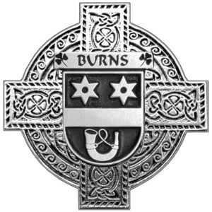 Burns Irish Coat of Arms Celtic Cross Badge - Etsy