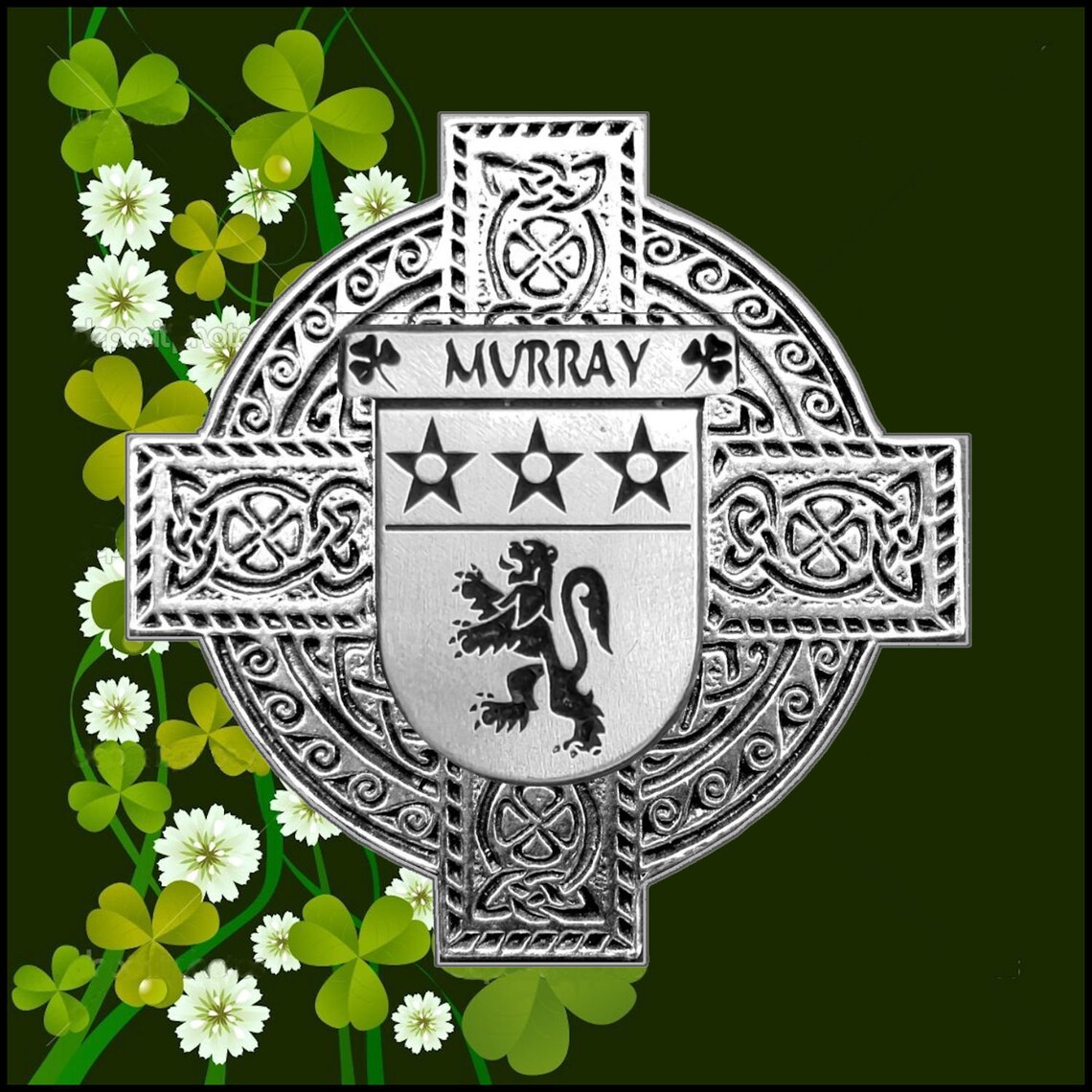 Murray Irish Coat of Arms Celtic Cross Badge - Etsy UK