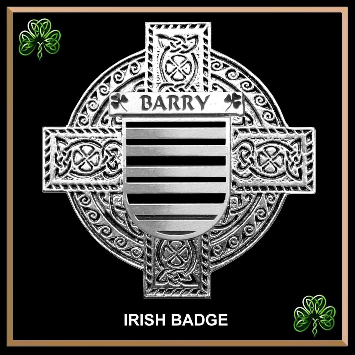 Barry Irish Coat of Arms Celtic Cross Badge - Etsy