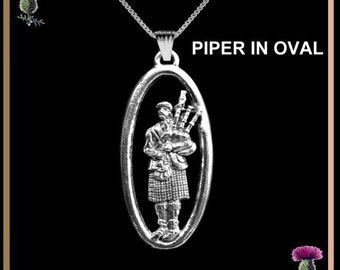 Scottish Piper Charm Pendant Necklace in Bronze Setting, Highlander ...