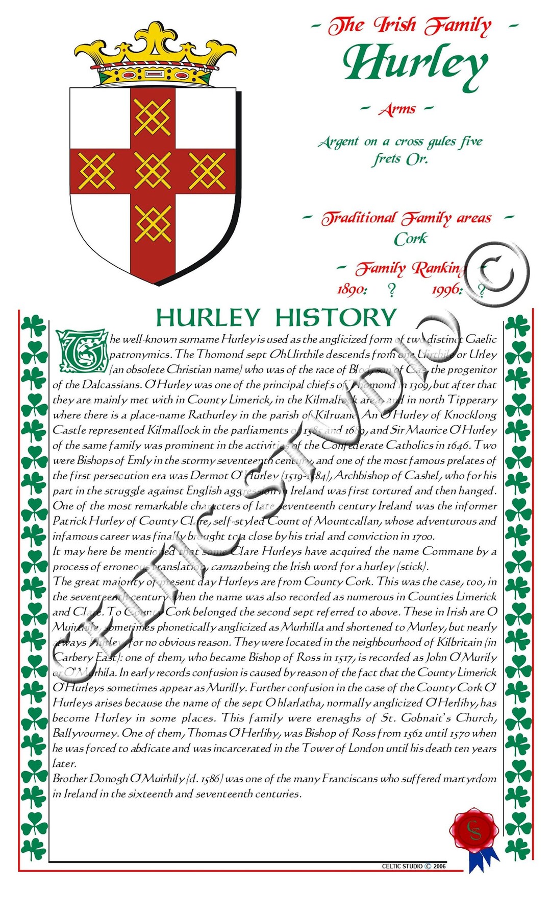 Hurley Irish Family History - Etsy