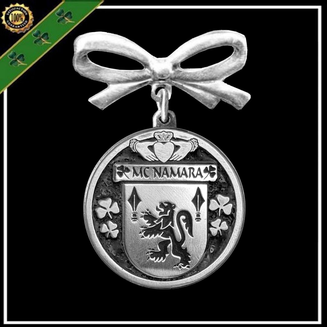 Mcnamara Irish Coat of Arms Disk Bow Brooch - Etsy