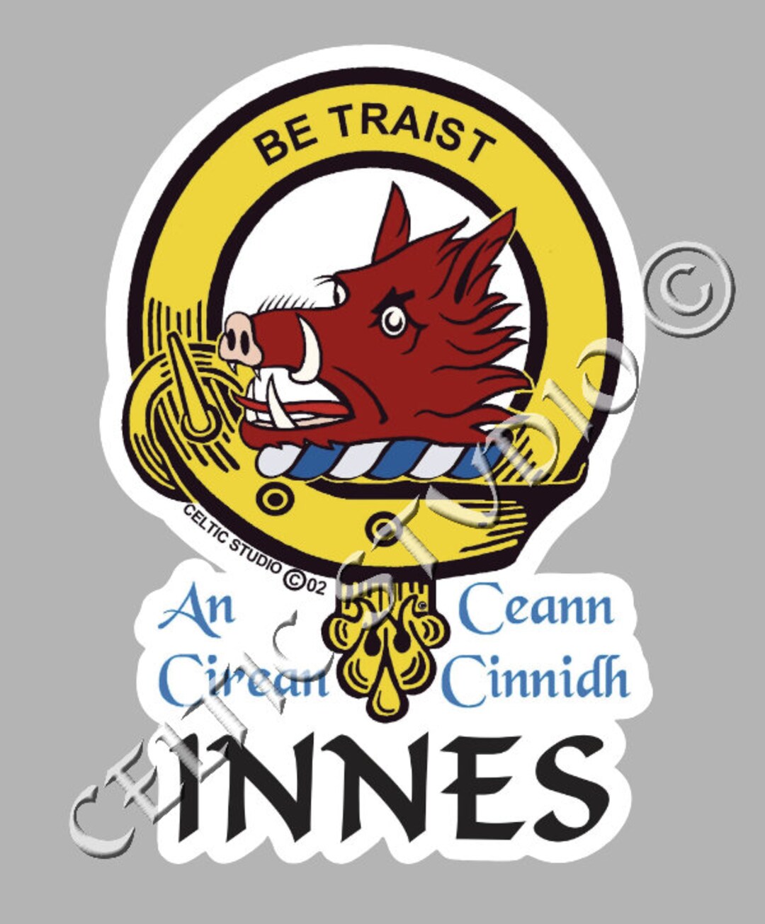 Innes Clan Crest Decal | Custom Scottish Heritage Car & Laptop Stickers ...