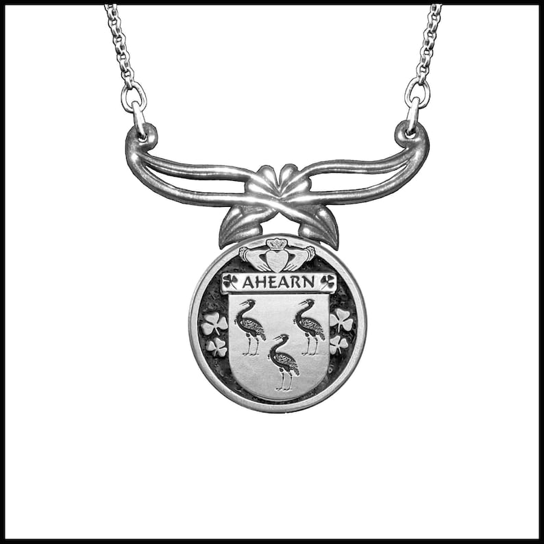 Ahearn Irish Coat of Arms Art Nouveau Drop Pendant - Etsy