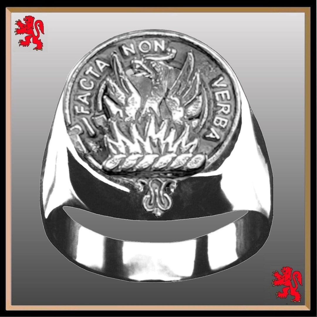 Snodgrass Scottish Clan Crest Ring GC100 ~ Sterling Silver and Karat ...