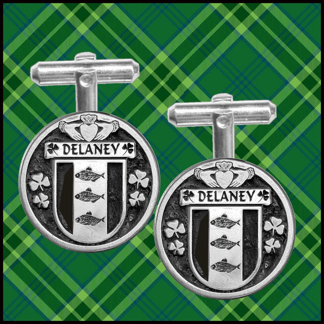 Delaney Irish Coat of Arms Disk Cufflinks - Etsy