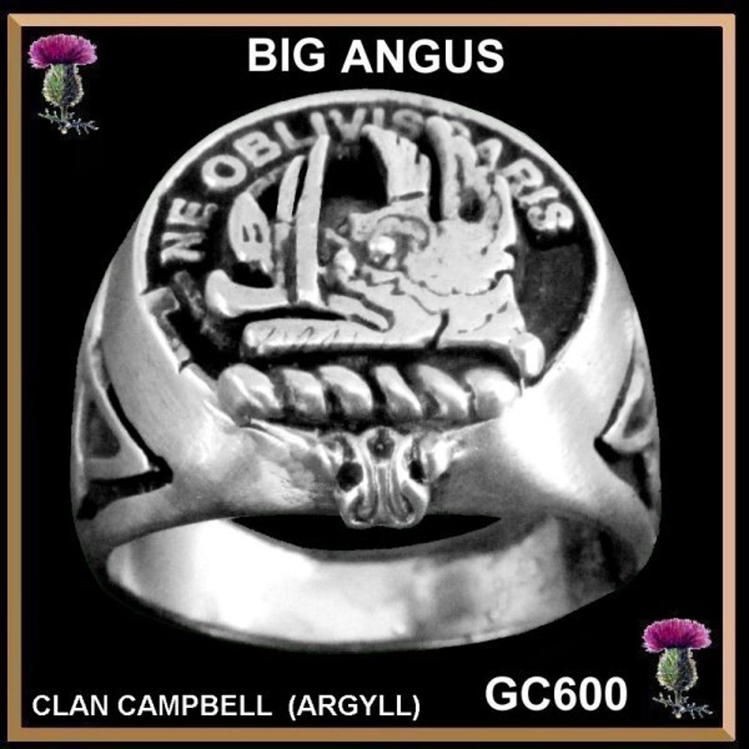 Scottish Clan Crest Ring, Big Angus, Sterling Silver - All Clans - Etsy