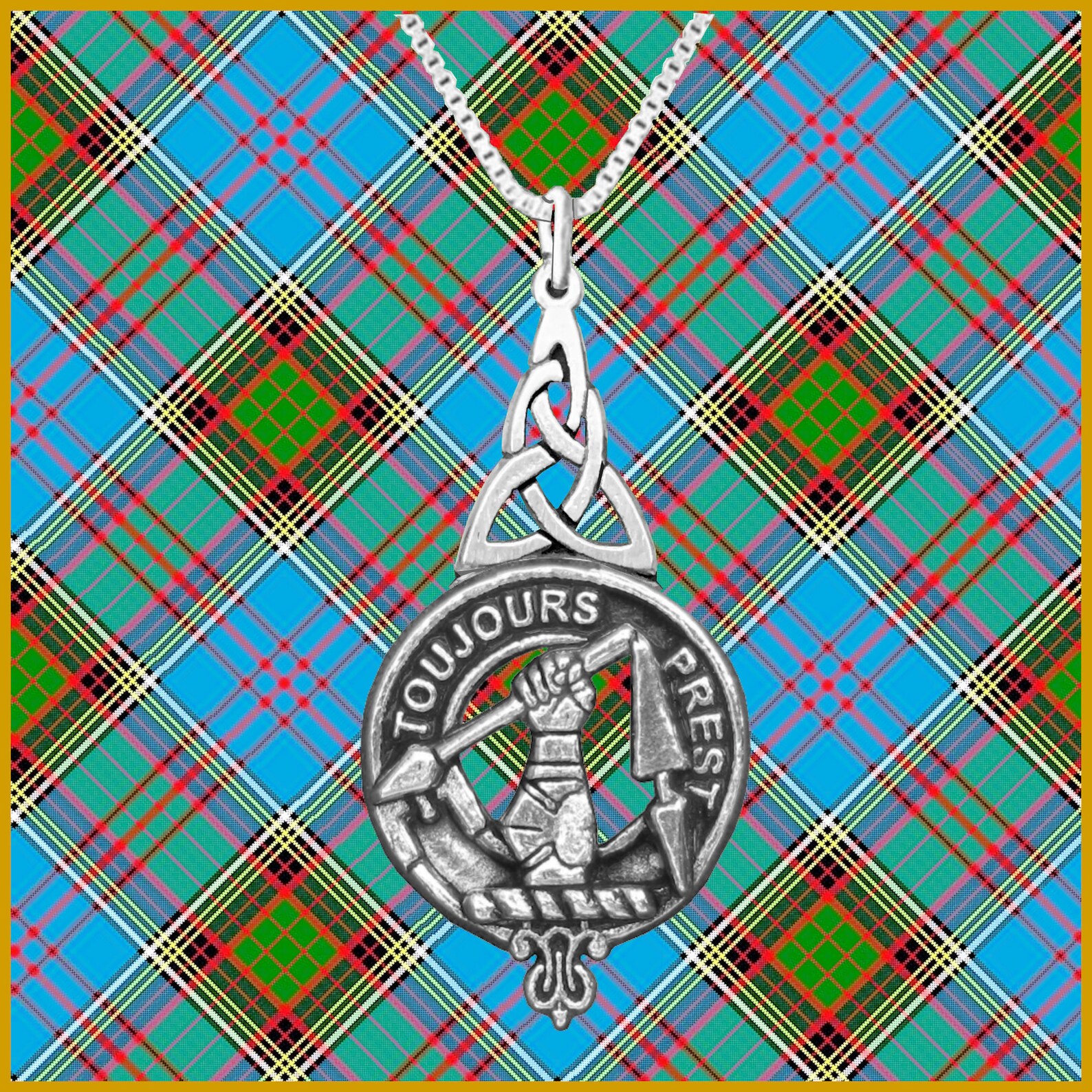 Carmichael Clan Crest Interlace Drop Pendant - Etsy
