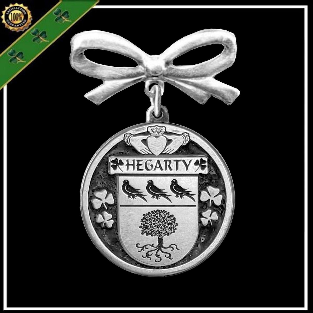 Hegarty Irish Coat of Arms Disk Bow Brooch - Etsy