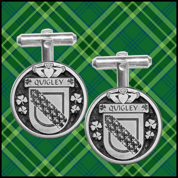 Quigley Irish Coat of Arms Disk Cufflinks - Etsy