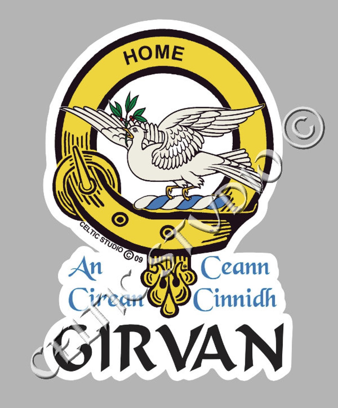Girvan Clan Crest Decal | Custom Scottish Heritage Car & Laptop ...