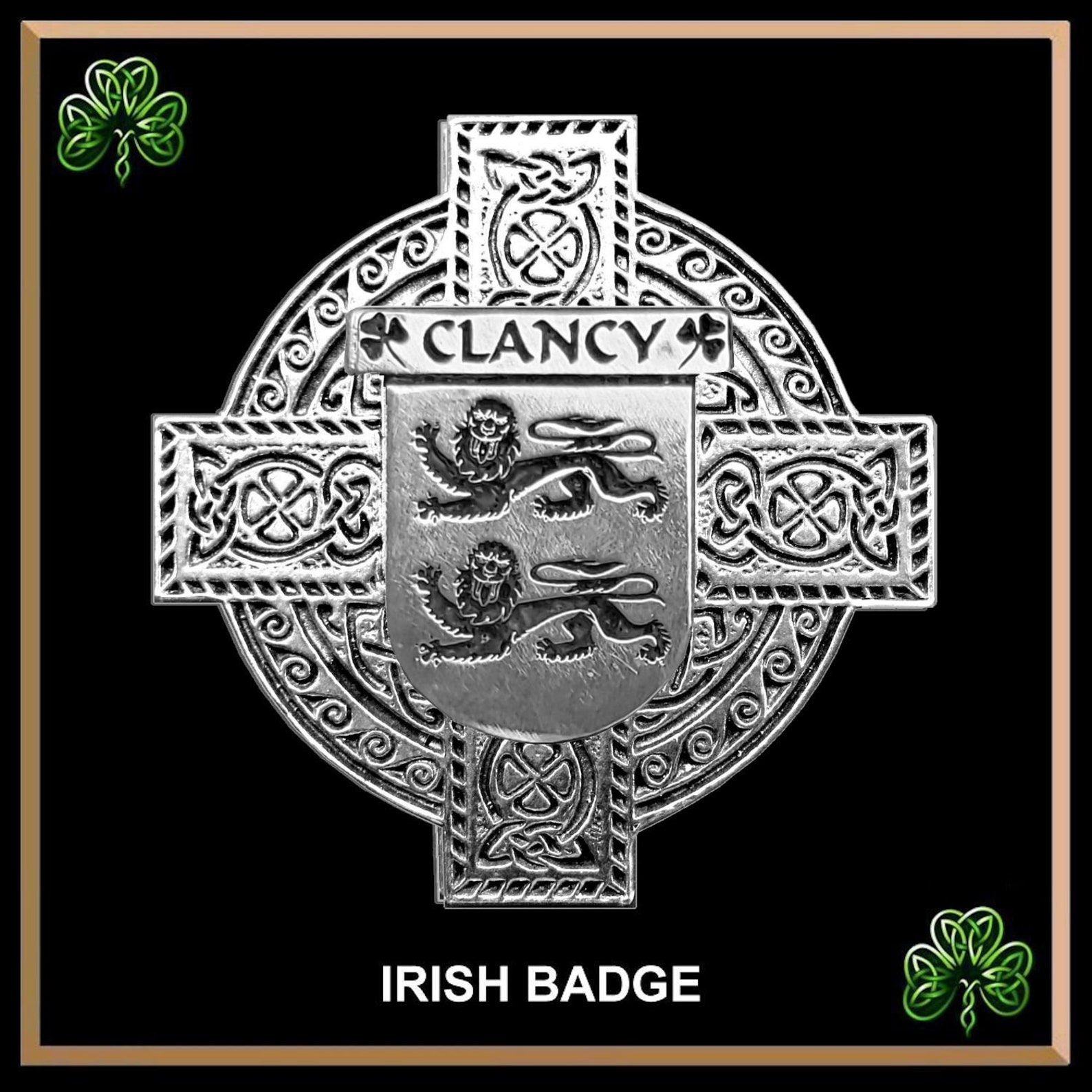 Clancy Irish Coat of Arms Celtic Cross Badge - Etsy