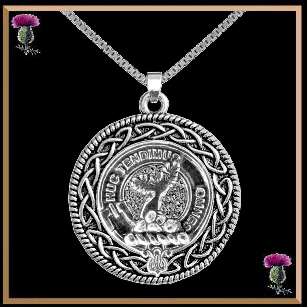 Paterson Clan Crest Celtic Interlace Disk Pendant, Scottish Family ...