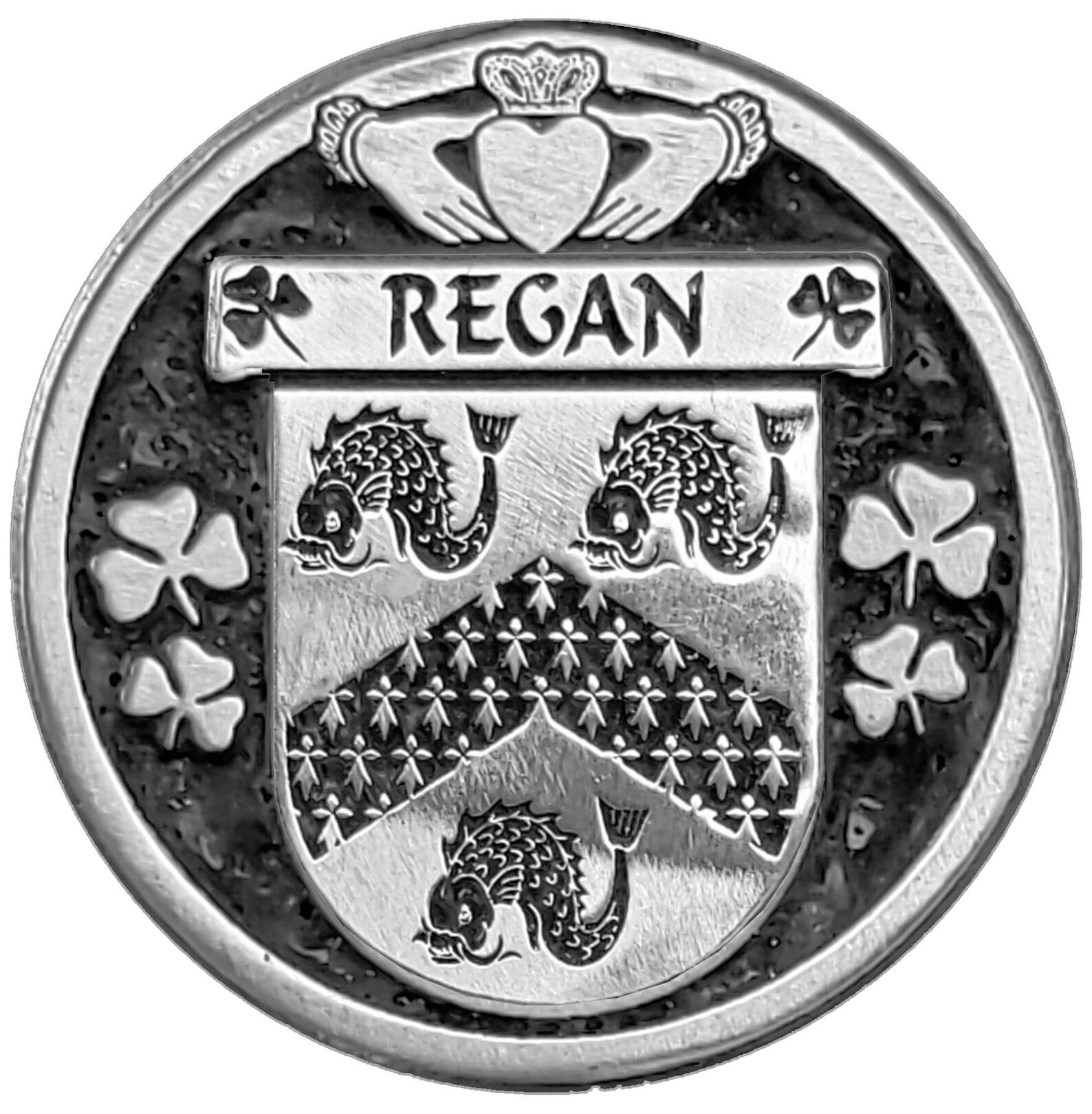 Regan Irish Coat of Arms Celtic Cross Bow Brooch - Etsy