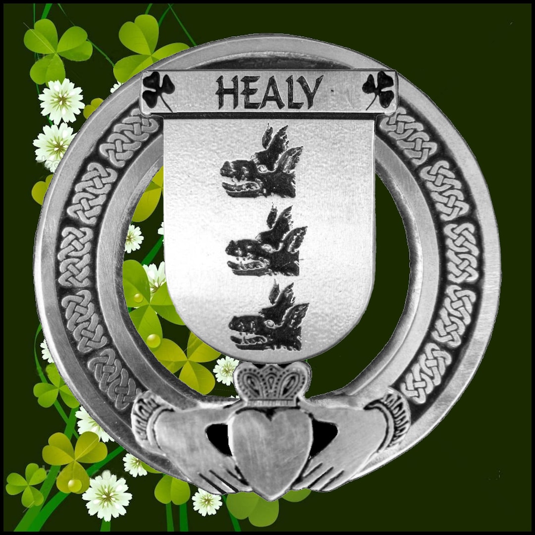 Healy Irish Claddagh Coat of Arms Badge - Etsy