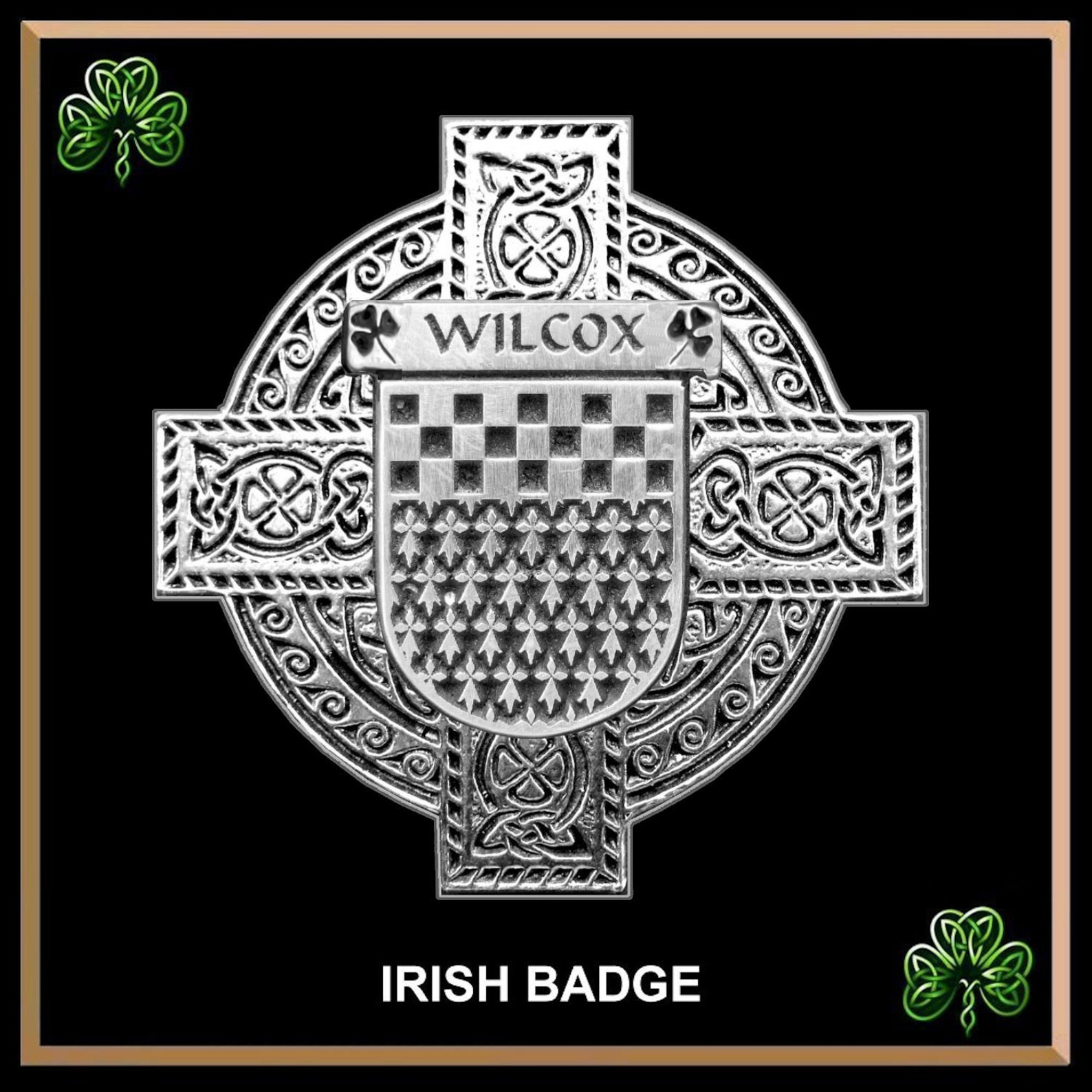 Wilcox Irish Coat of Arms Celtic Cross Badge - Etsy