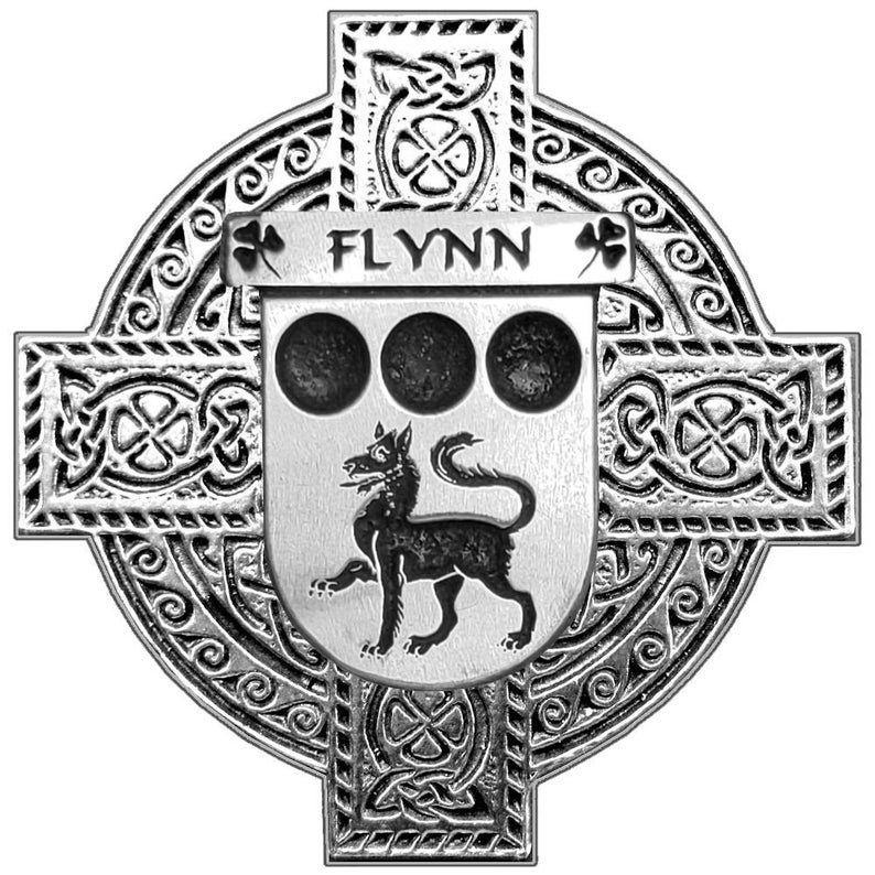 Flynn Irish Coat of Arms Celtic Cross Badge - Etsy