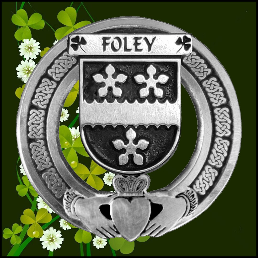 Foley Irish Claddagh Coat of Arms Badge - Etsy