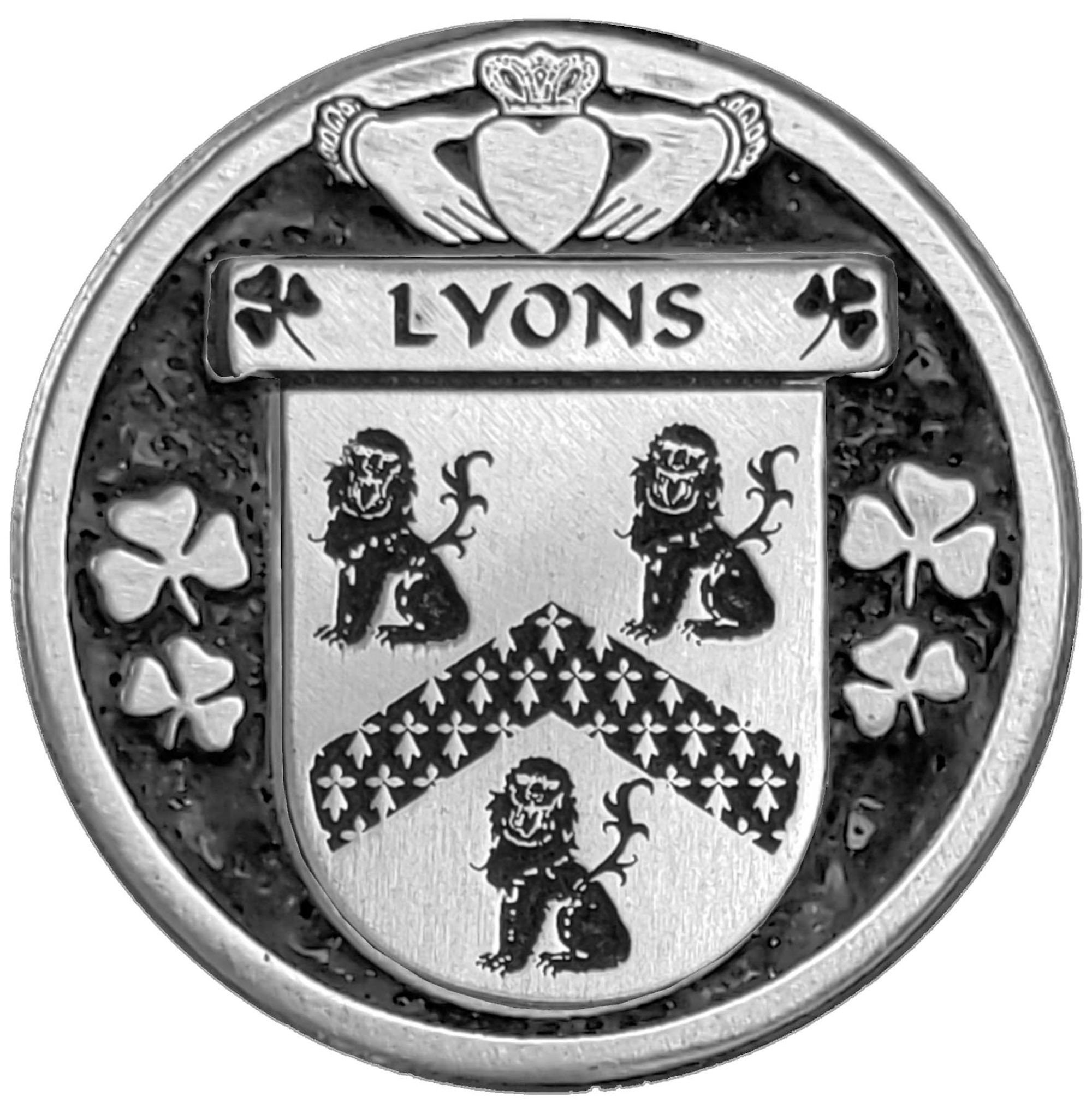 Lyons Irish Coat of Arms Disk Cuff Bracelet Sterling Silver - Etsy UK