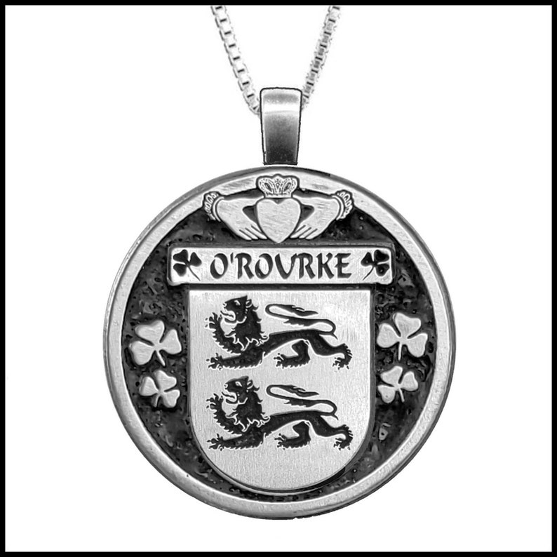 O'rourke Irish Coat of Arms Disk Pendant, Irish - Etsy