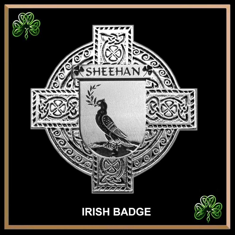 Sheehan Irish Coat of Arms Celtic Cross Badge - Etsy