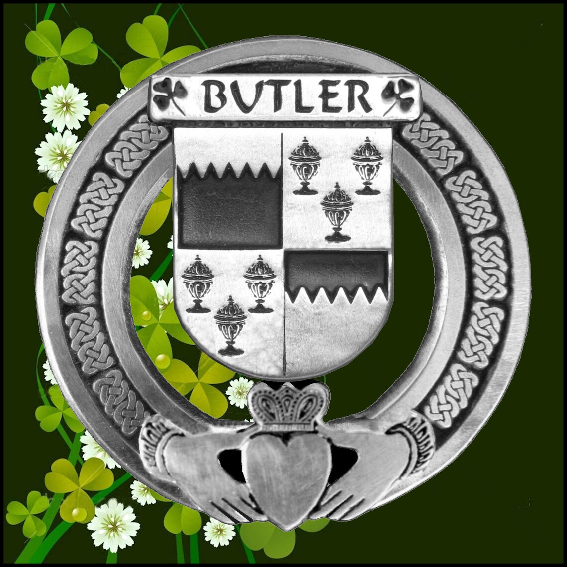Butler Irish Claddagh Coat of Arms Badge - Etsy