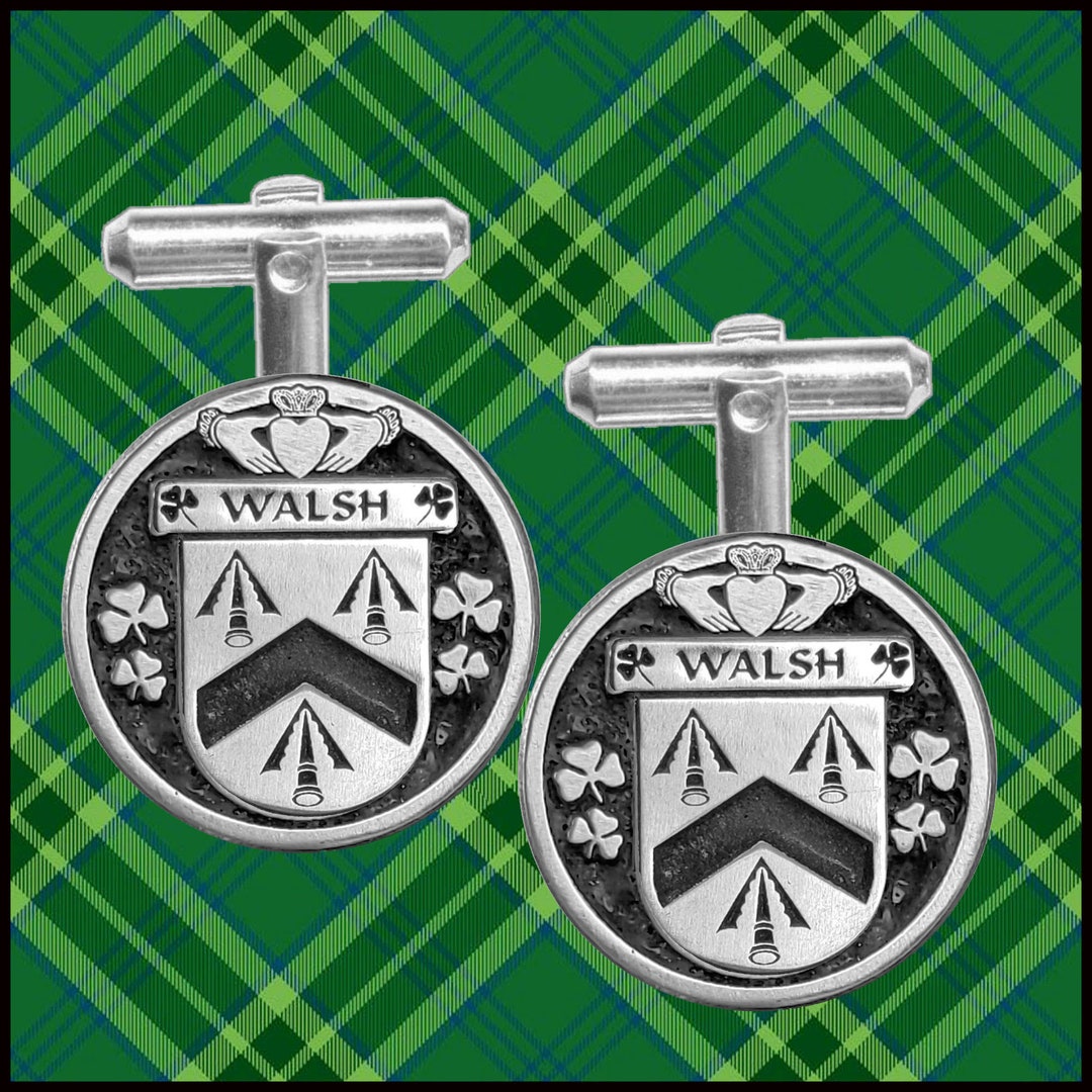 Walsh Irish Coat of Arms Disk Cufflinks - Etsy