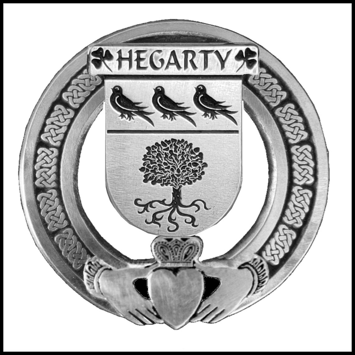 Hegarty Irish Claddagh Coat of Arms Badge - Etsy