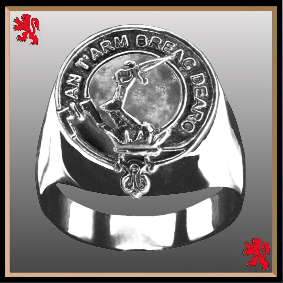 Macquarrie Scottish Clan Crest Ring GC100 ~ Sterling Silver and Karat ...
