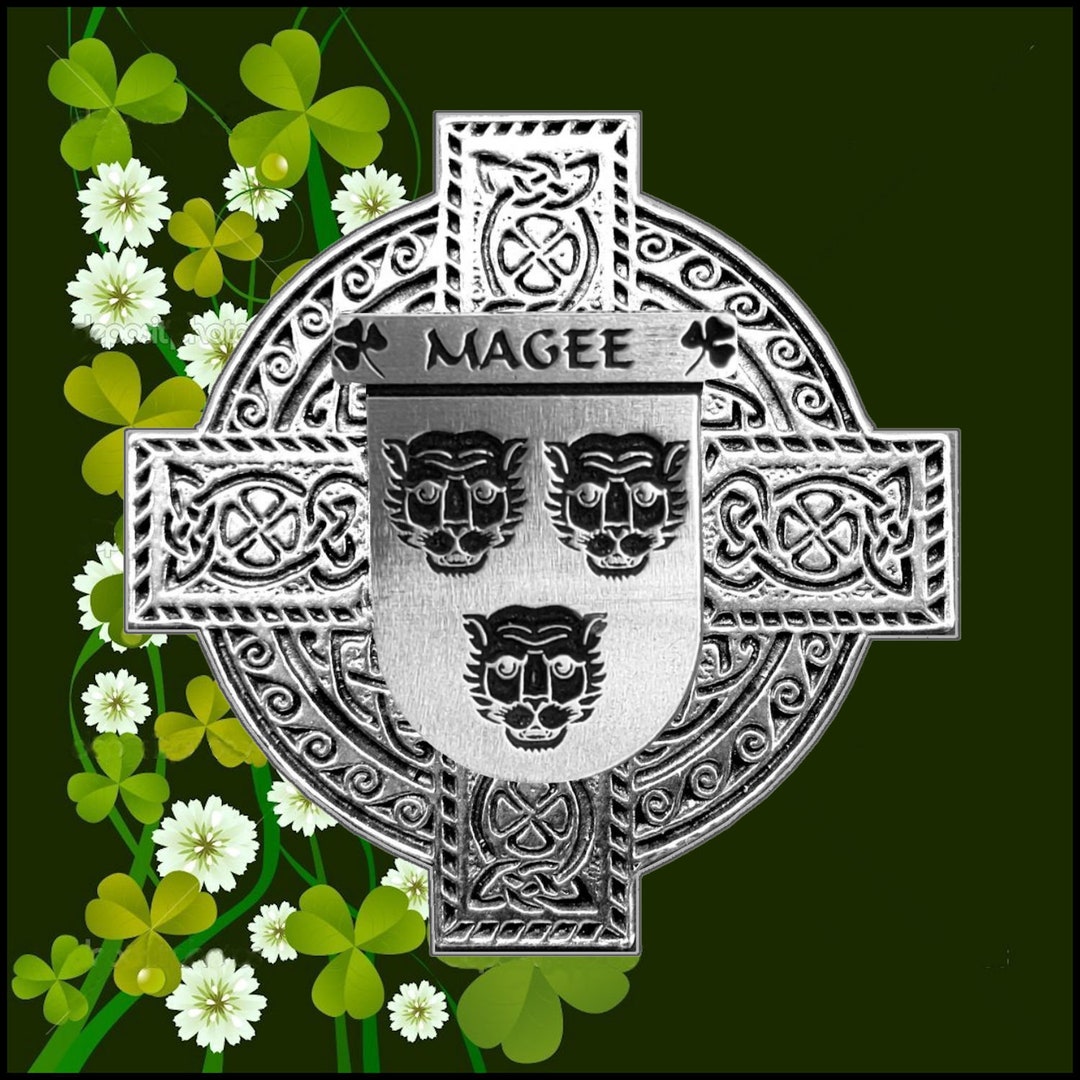 Magee Irish Coat of Arms Celtic Cross Badge - Etsy