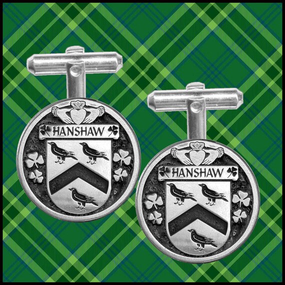 Hanshaw Irish Coat of Arms Disk Cufflinks | Etsy