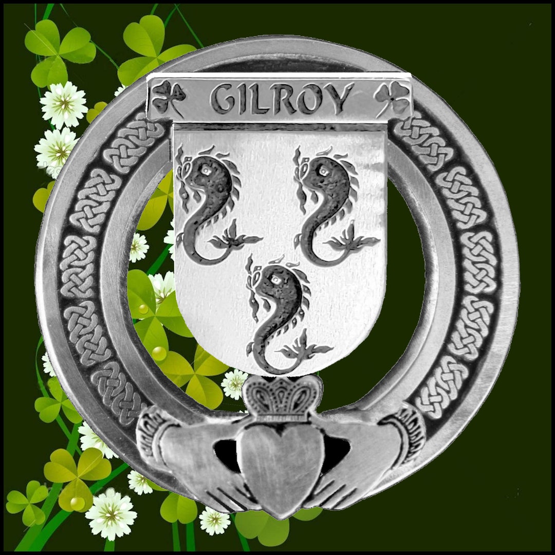 Gilroy Irish Claddagh Coat of Arms Badge - Etsy