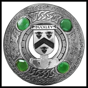 Buckley Irish Claddagh Coat of Arms Plaid Brooch ~ Emerald Stones - Etsy
