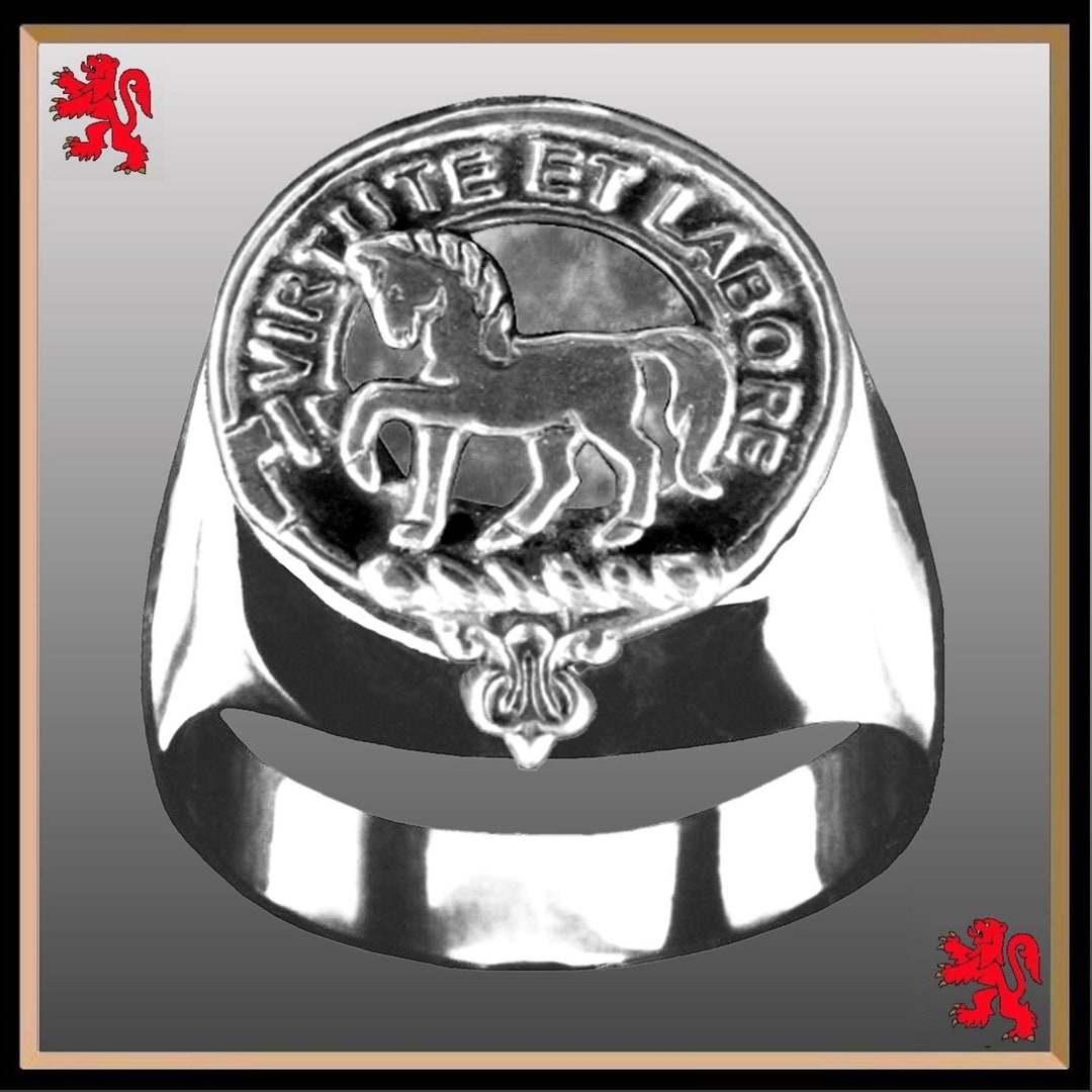 Cochrane Scottish Clan Crest Ring GC100 ~ Sterling Silver and Karat ...