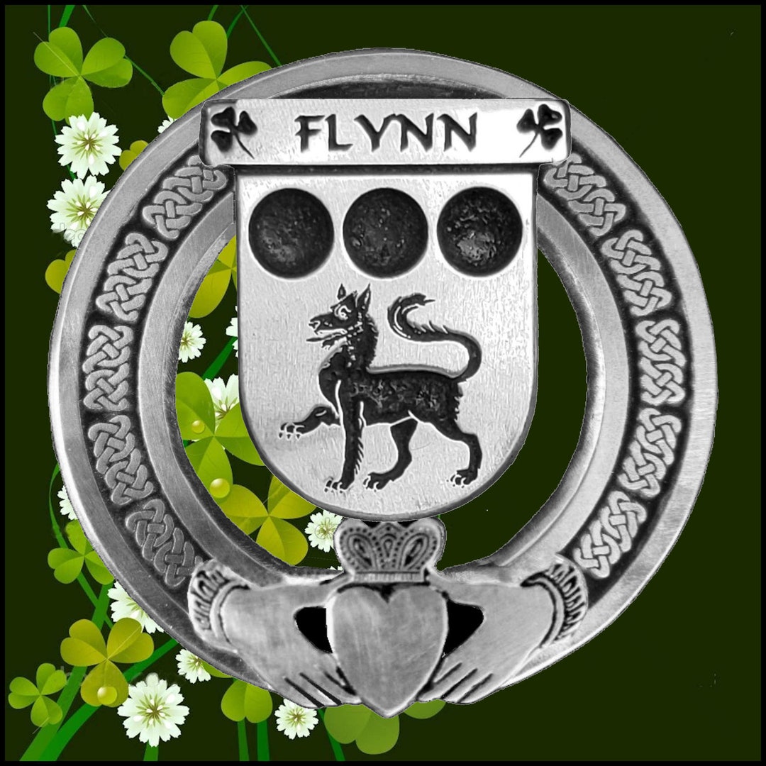 Flynn Irish Claddagh Coat of Arms Badge - Etsy