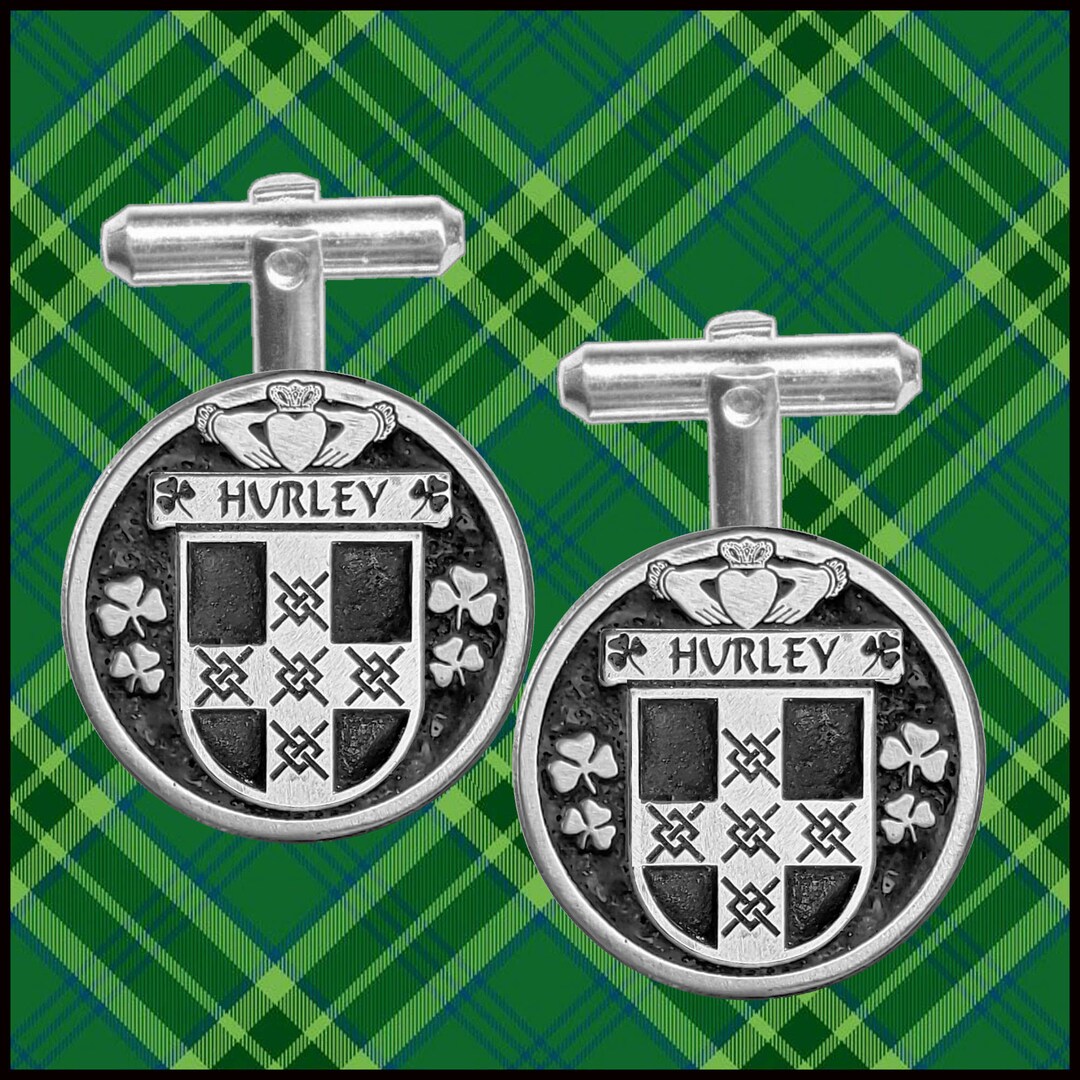 Hurley Irish Coat of Arms Disk Cufflinks - Etsy