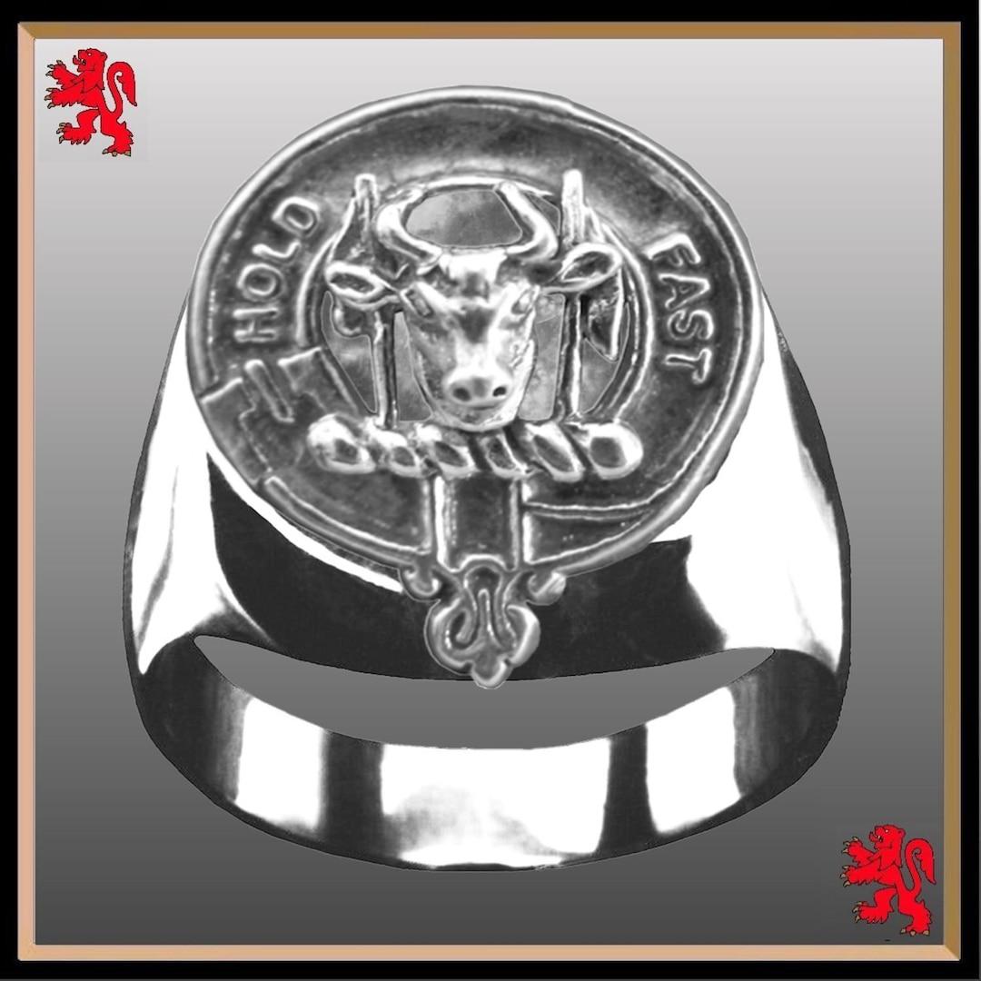 Macleod (harris) Scottish Clan Crest Ring GC100 ~ Sterling Silver and ...