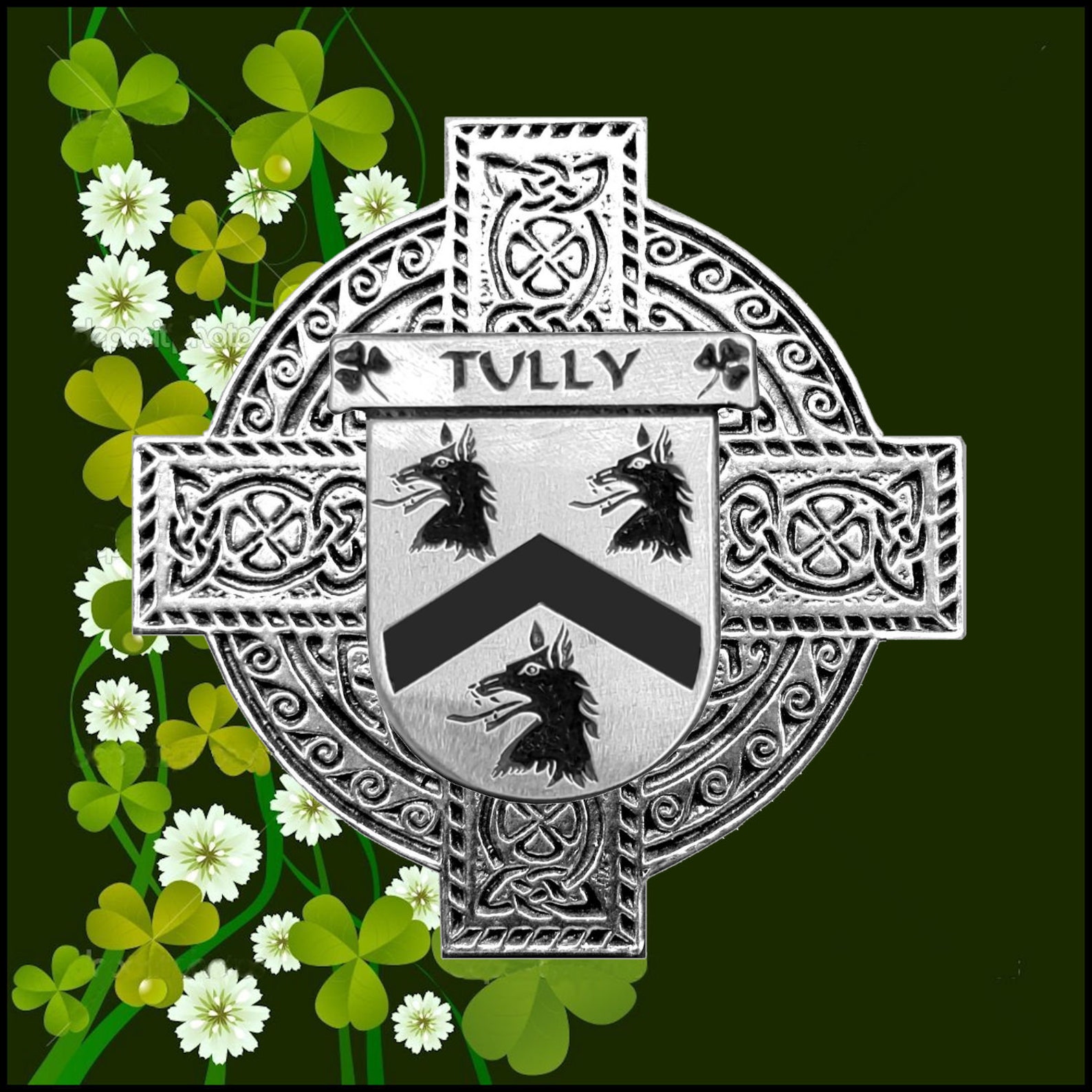 Tully Irish Coat of Arms Celtic Cross Badge - Etsy