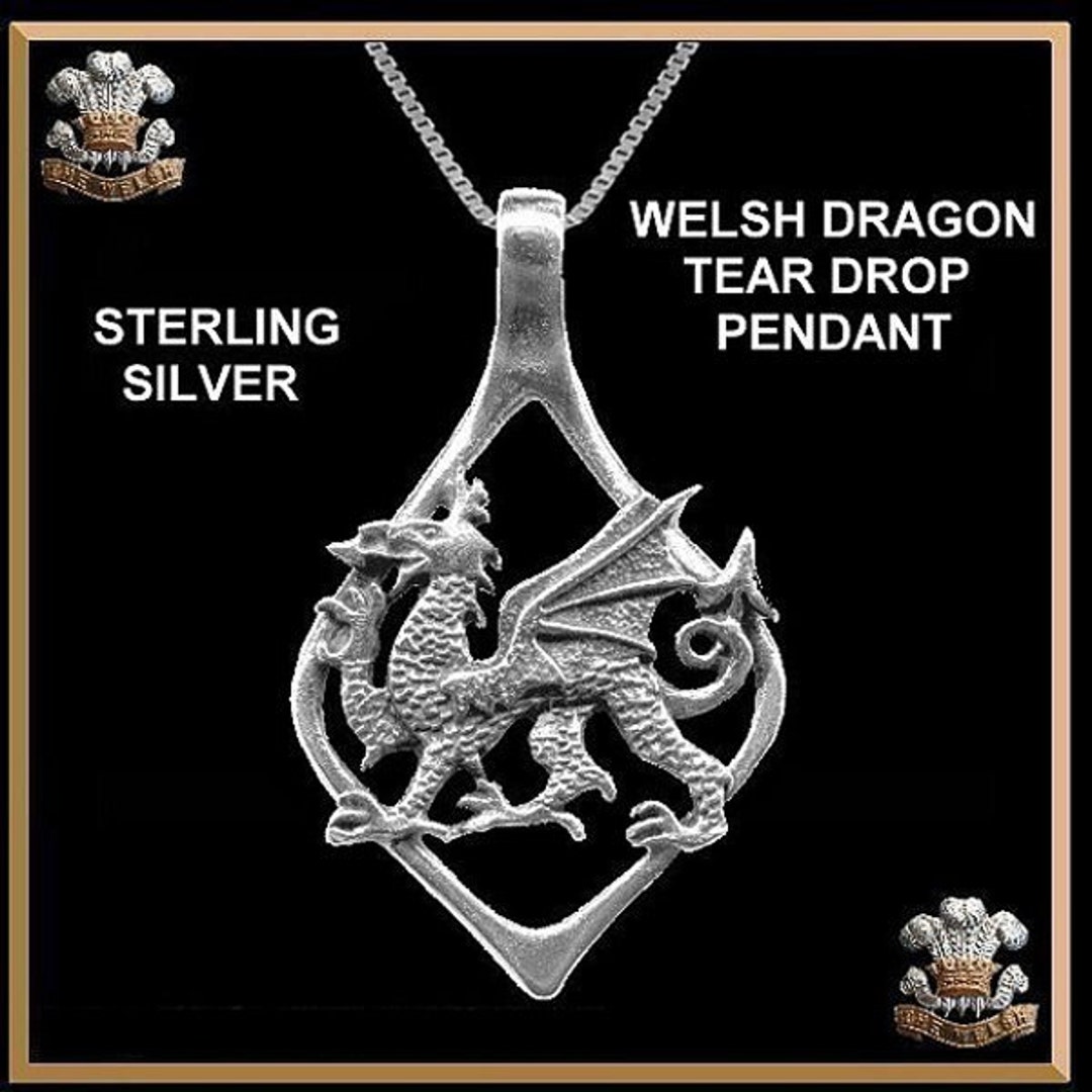 Welsh Dragon Tear Drop Pendant Symbol of Wales - Etsy