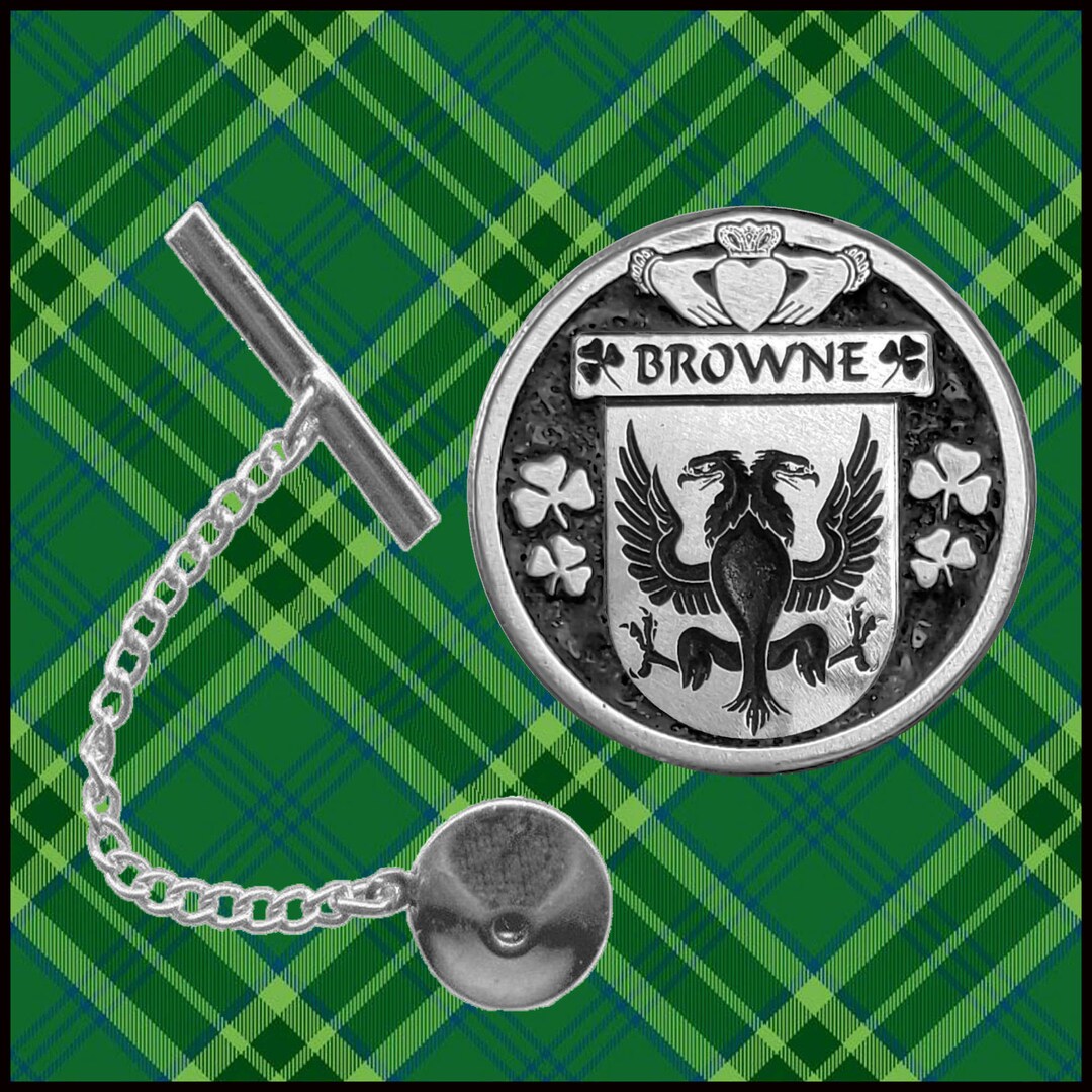 Brown Irish Coat of Arms Disk Lapel Pin/ Tie Tack - Etsy