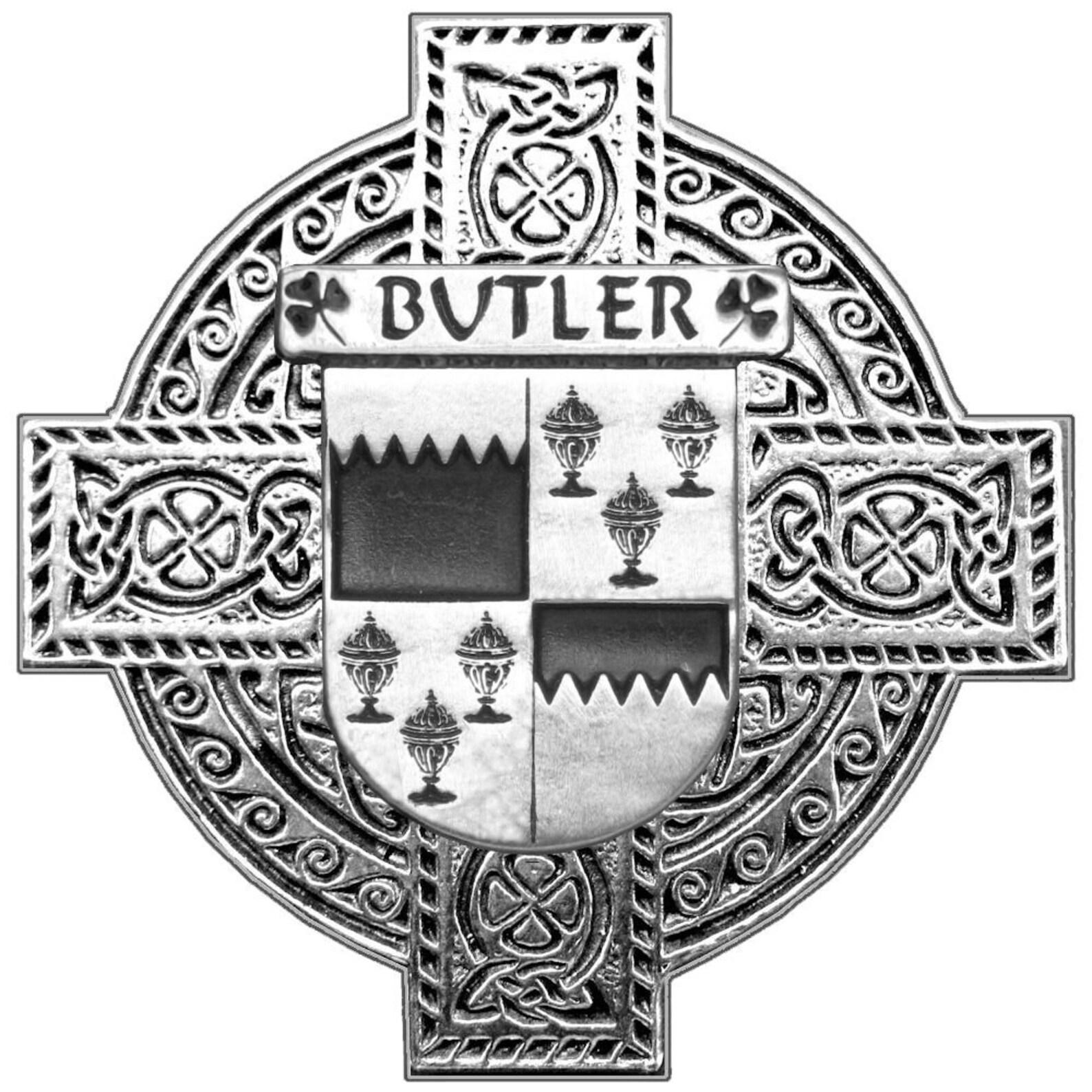Butler Irish Coat of Arms Celtic Cross Badge - Etsy