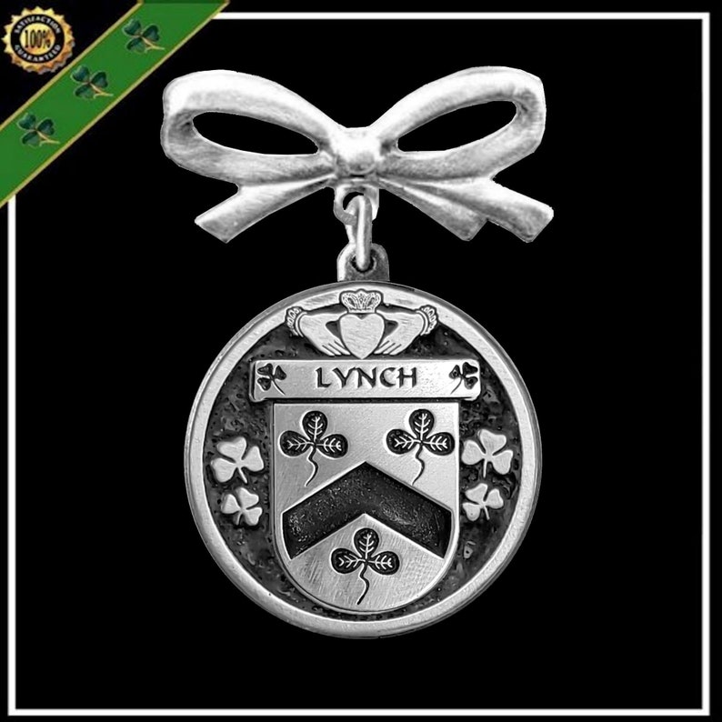 Lynch Irish Coat of Arms Disk Bow Brooch - Etsy