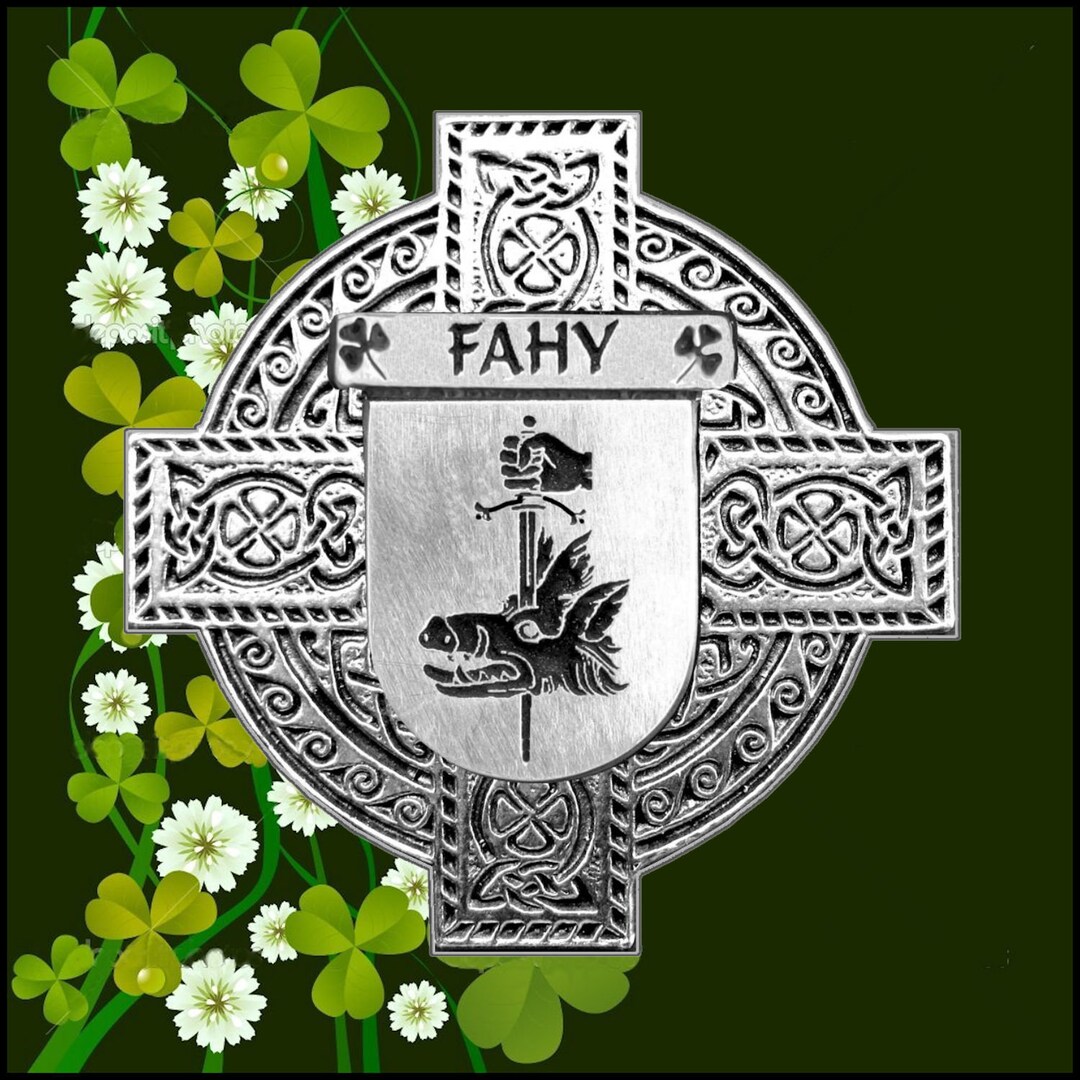 Fahy Irish Coat of Arms Celtic Cross Badge - Etsy
