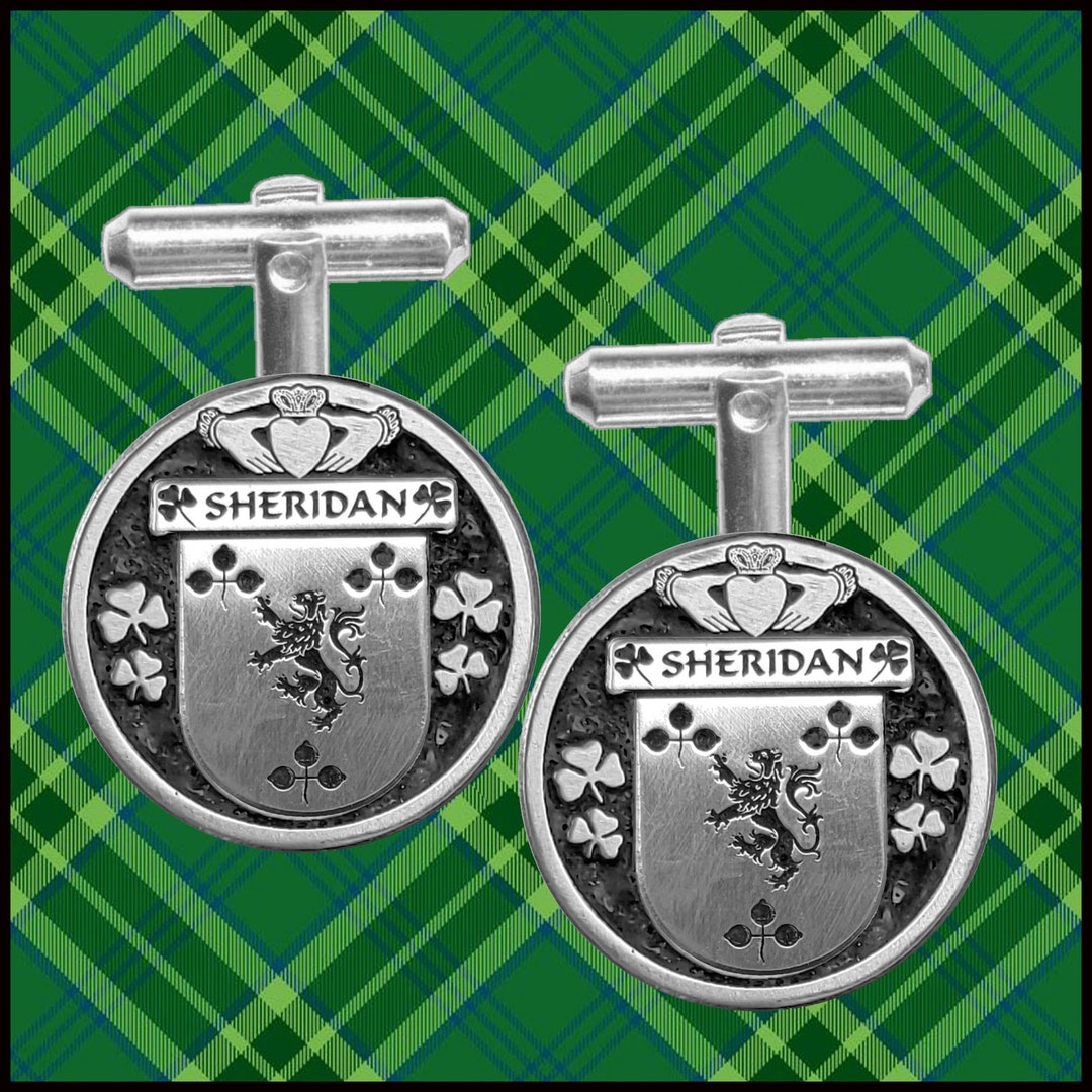 Sheridan Irish Coat of Arms Disk Cufflinks - Etsy