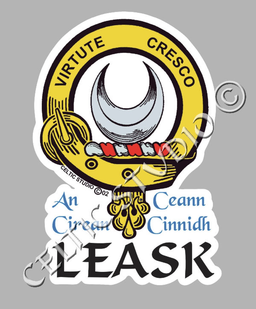 Leask Clan Crest Decal | Custom Scottish Heritage Car & Laptop Stickers ...