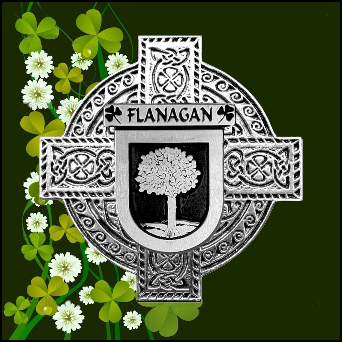 Flanagan Irish Coat of Arms Celtic Cross Badge - Etsy