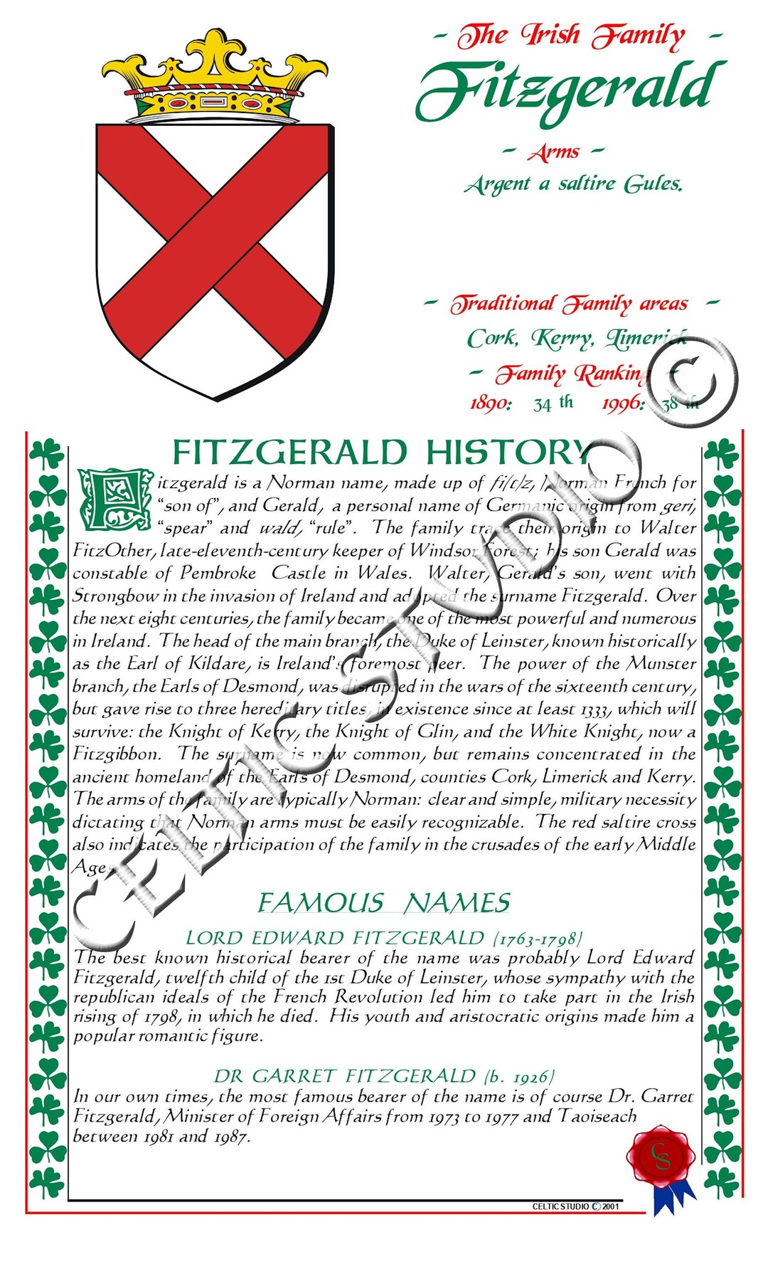 Fitzgerald Irish Family History - Etsy