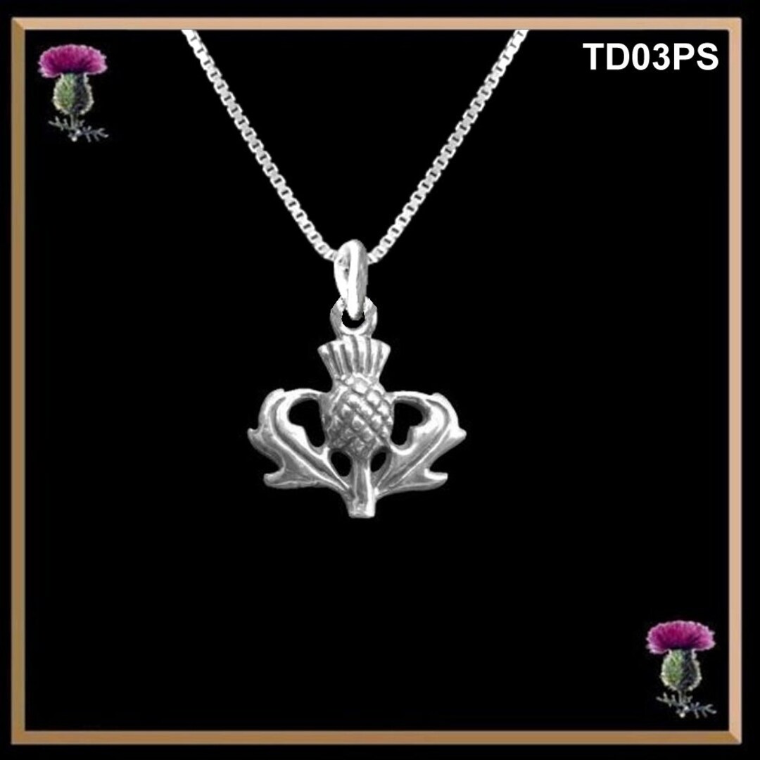 Small Thistle Scottish Pendant Scotland Emblem - Sterling Silver - Etsy