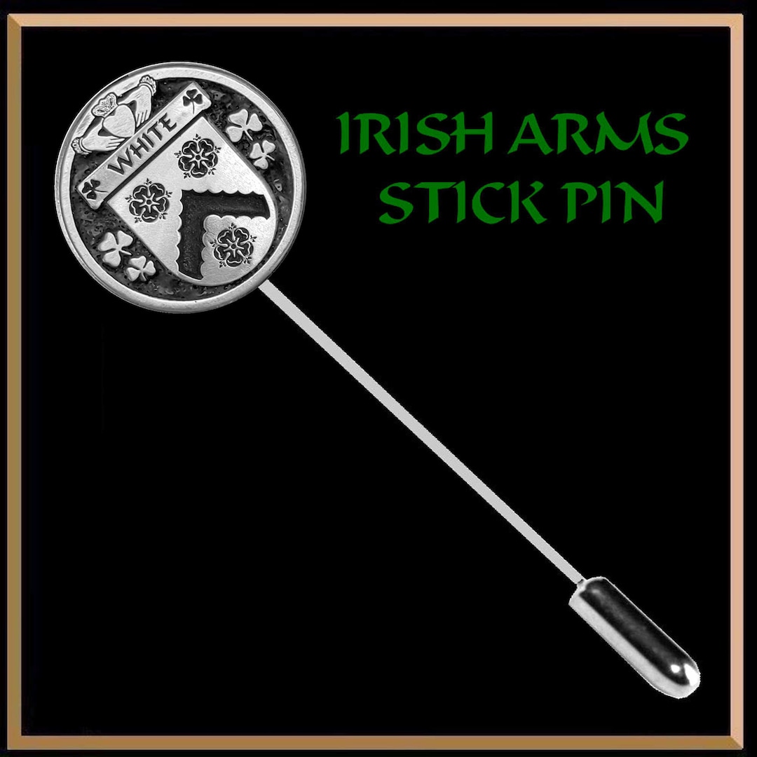 White Irish Family Coat of Arms Stick Pin - Etsy UK